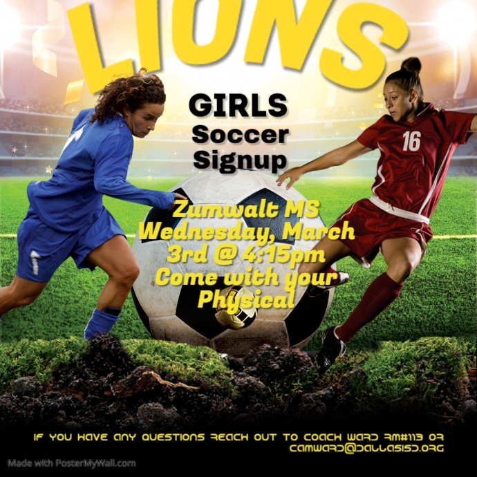 Copy of Girls Soccer Game Football League Game Ad | PosterMyWall