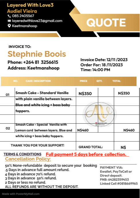 Gold Invoice Template | PosterMyWall