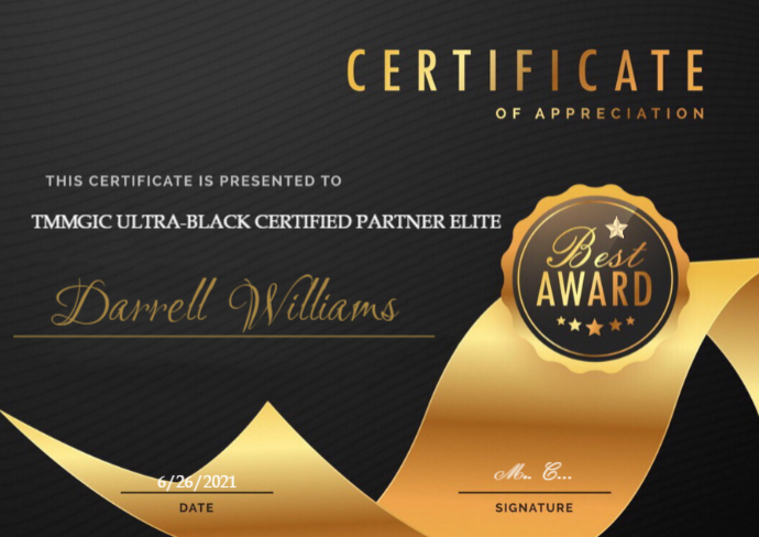 Partner Elite Certificate - Darrell Williams | PosterMyWall