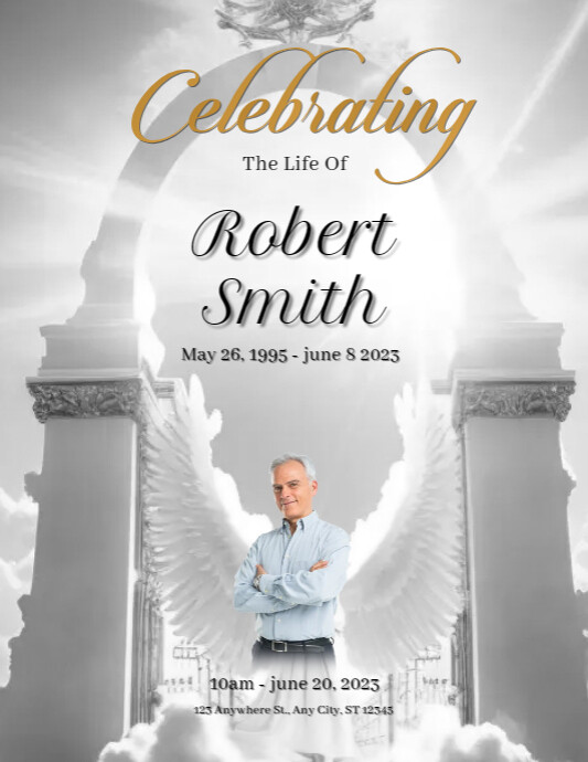 Copy of Heaven funeral program template | PosterMyWall