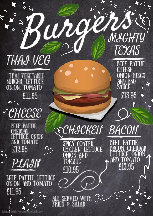 Burger Menu Poster design template (2) | PosterMyWall