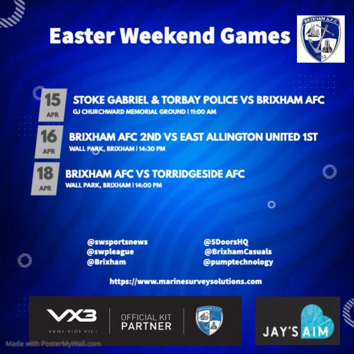 Copy of BAFC 1s Easter Fixtures April 22 | PosterMyWall