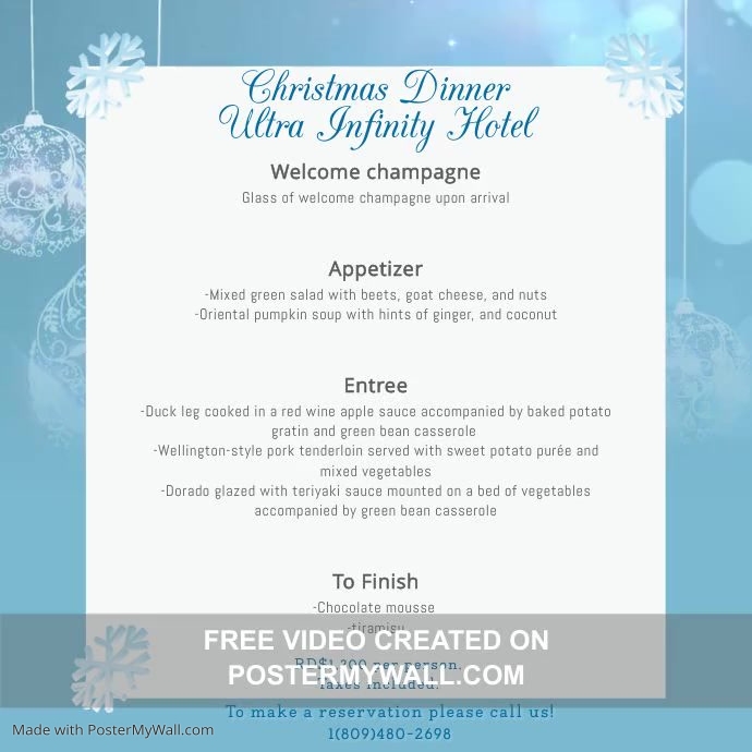 Copy of Copy of Blue Christmas Menu Square Video | PosterMyWall