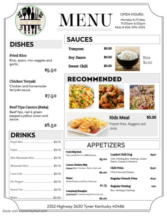Menu Flyer | PosterMyWall