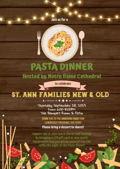 Brown Pasta Dinner Themed Birthday Invitation | PosterMyWall