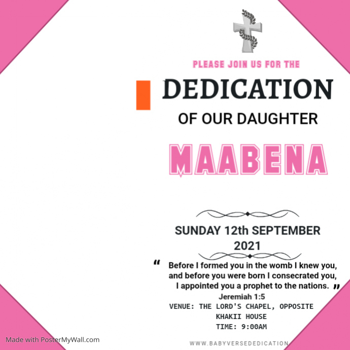 Copy of Copy of Orange and grey verse dedication for child | PosterMyWall