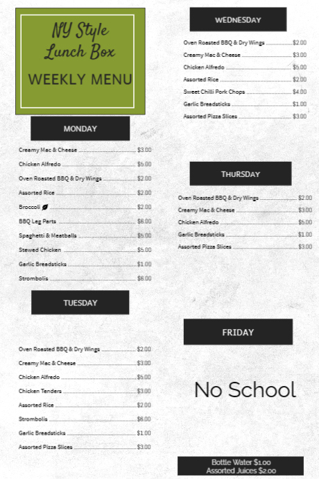 School Weekly Menu Planner Template (2) | PosterMyWall