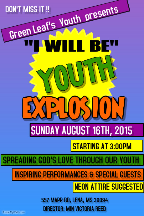 Youth Explosion 2015 - " I WILL BE" | PosterMyWall