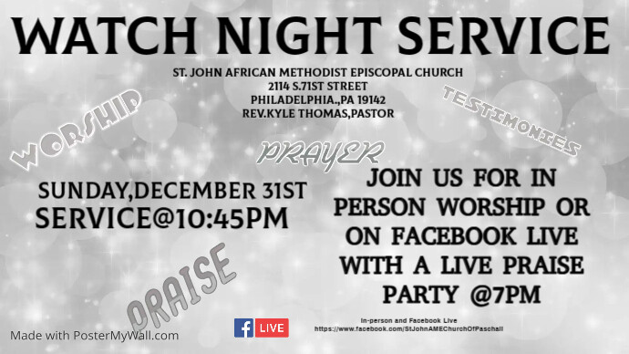 Copy of Watch Night Church Worship Service | PosterMyWall