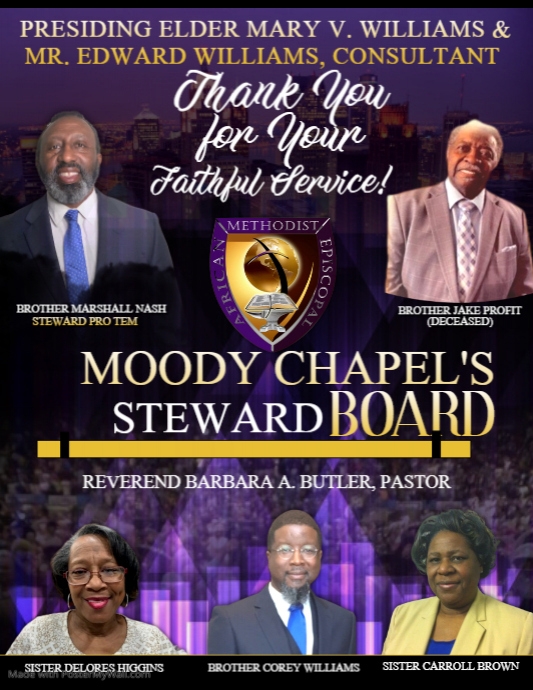 Williams Retirement Ad - Moody Chapel Steward Board | PosterMyWall