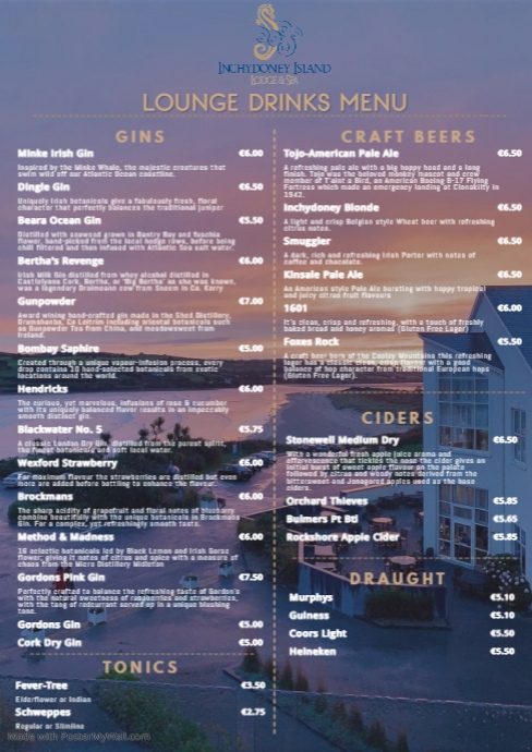 Lounge Drink Menu V1 | PosterMyWall