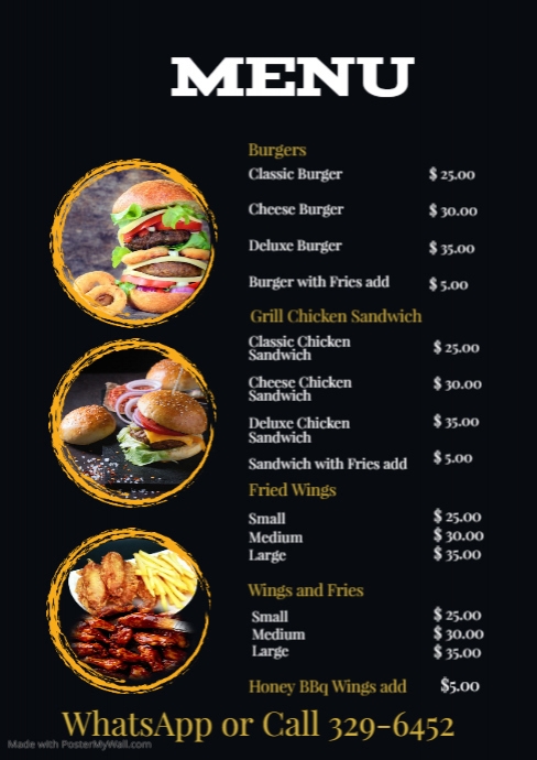 Copy of Take out Menu Price List Flyer Poster Food | PosterMyWall