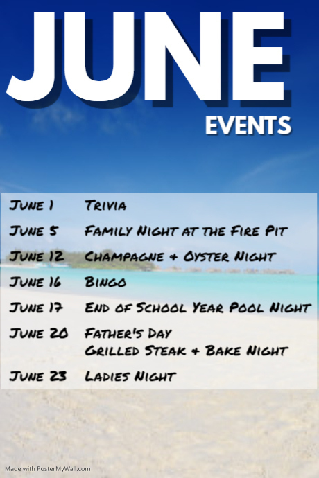 Copy of June Events Schedule Calendar Template | PosterMyWall
