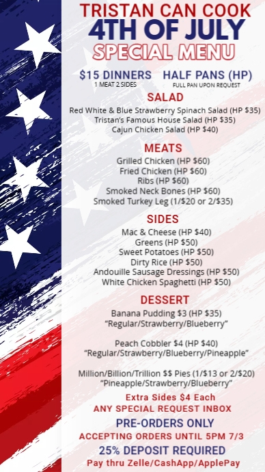 4th of July Menu | PosterMyWall