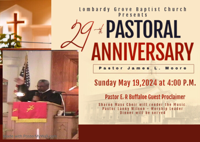 Beige Pastor Anniversary Postcard | PosterMyWall