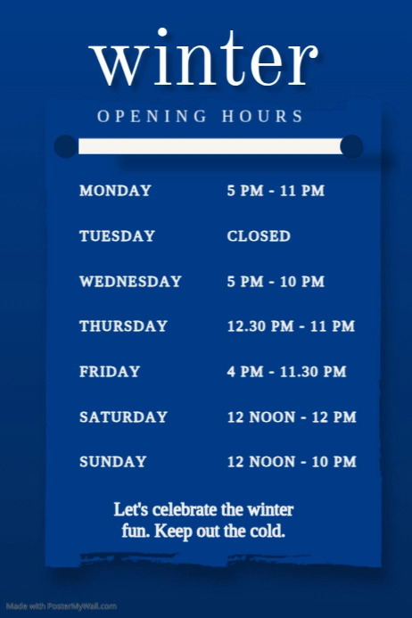 Winter Hours Template | PosterMyWall