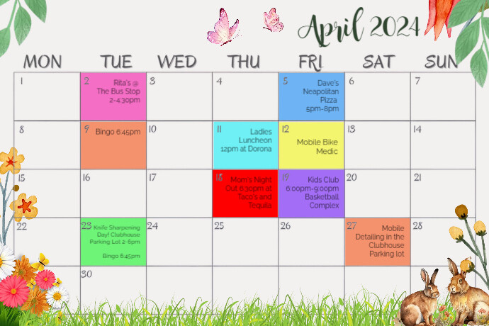 April 2024 Calendar | PosterMyWall