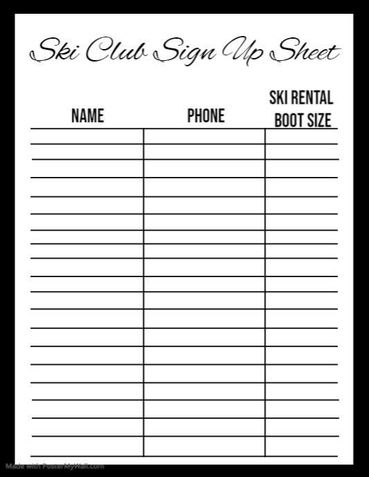 Sign Up Sheet Template | PosterMyWall