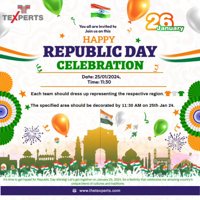 Republic Day Celebration Invite Post Template | PosterMyWall