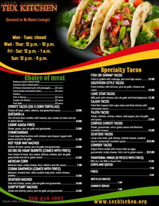 Copy of Mexican Food Menu Template | PosterMyWall