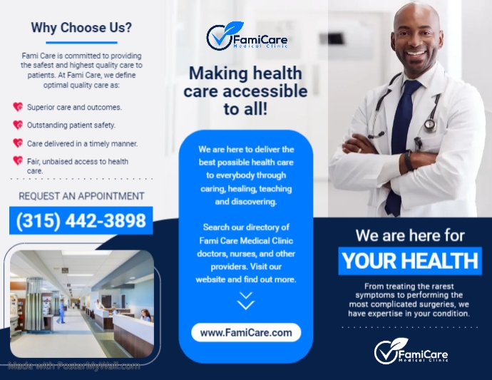 Blue Medical Trifold Brochure | PosterMyWall