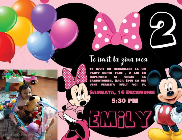 Minnie Mouse Birthday Invitation | PosterMyWall