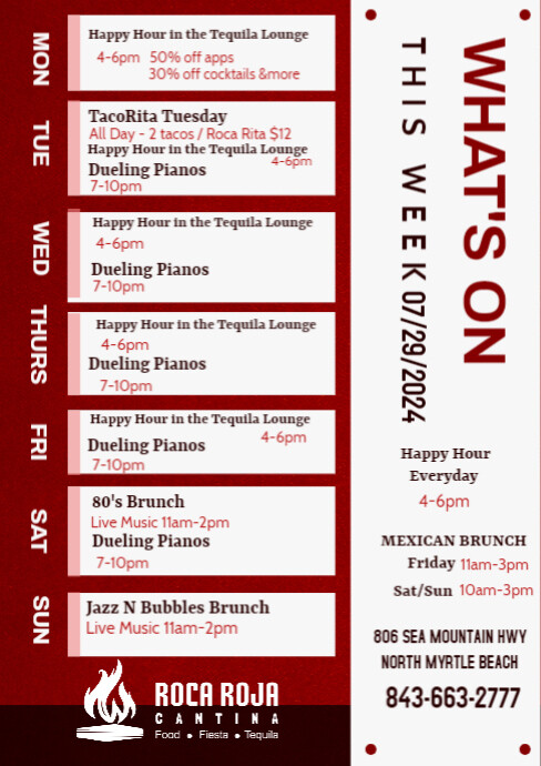 Copy of Copy of what's on this week pub calendar template des ...