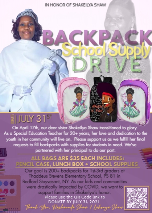 BACKPACK-SCHOOL SUPPLY DRIVE | PosterMyWall
