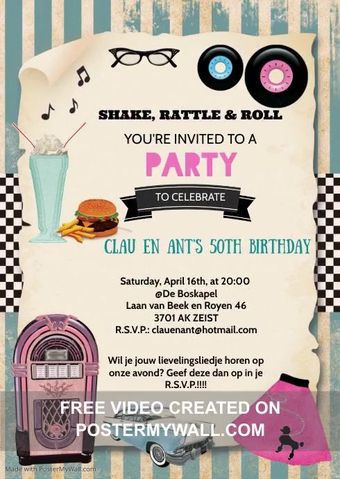 Copy of 1950's birthday party invitation | PosterMyWall