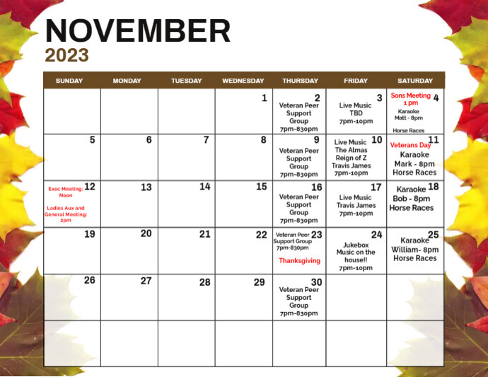 Copy of November 2023 newsletter calendar | PosterMyWall
