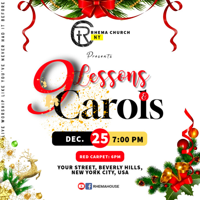 9 Lessons & Christmas Carol Template | PosterMyWall