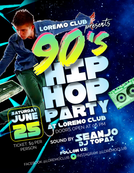 90's Hip Hop Party Flyer Template | PosterMyWall