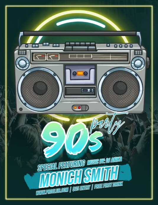 90's Night Party Flyer Template | PosterMyWall