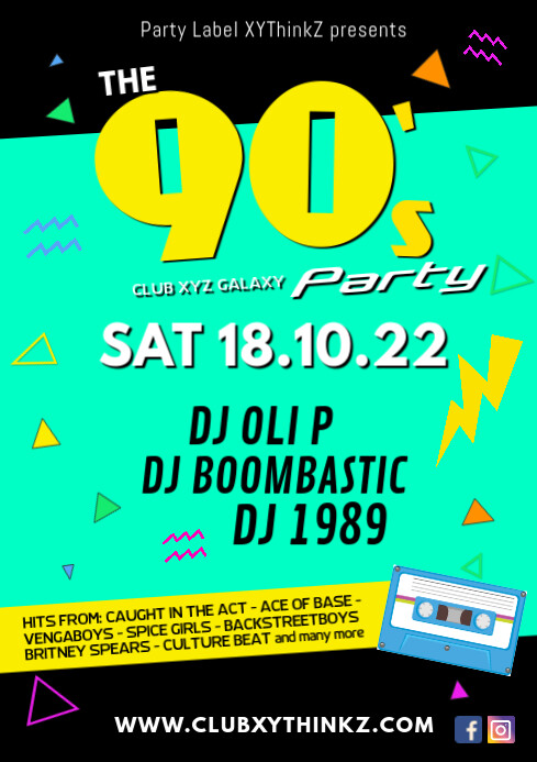 Copy of 90's Party 90er nineties event ad Retro 90s | PosterMyWall