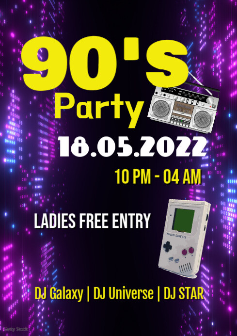 Copy of 90's Party Retro Event Poster Oldschool Ad | PosterMyWall