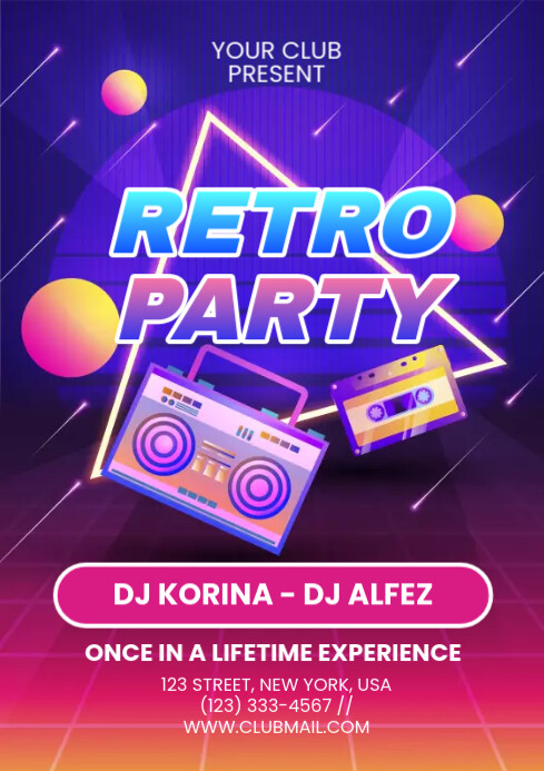 90's Retro Party Poster Template | PosterMyWall
