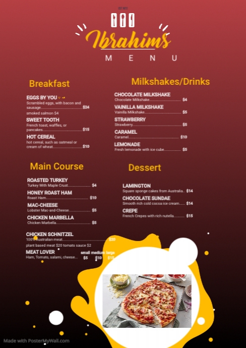 Copy of Black and Yellow Bistro Menu Design | PosterMyWall