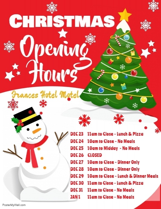 Copy of Christmas Opening Hours Poster Template | PosterMyWall