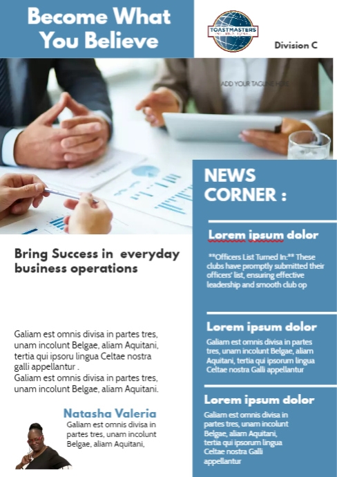 corporate generic blue and white newsletter d | PosterMyWall