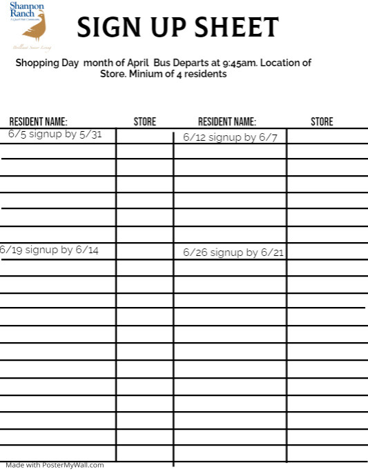 Meal Sign up | PosterMyWall