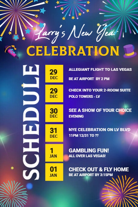 Happy New Year Event shedule | PosterMyWall