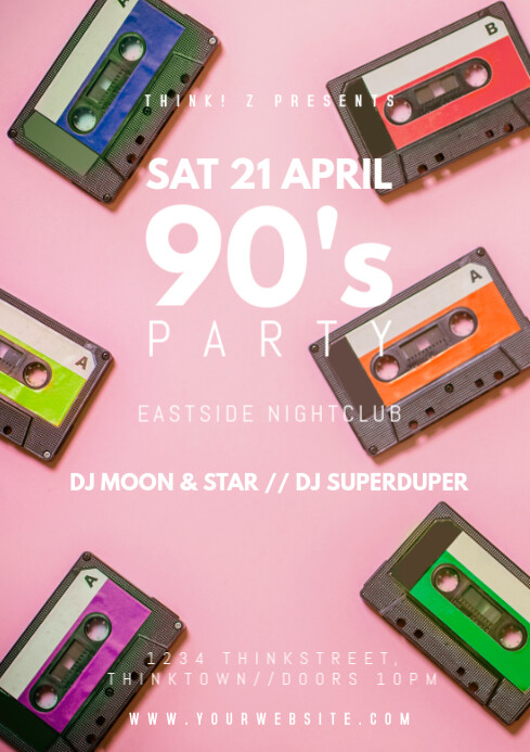 Plantilla de 90s 90's Party Oldschool Retro Event 90er Ad | PosterMyWall