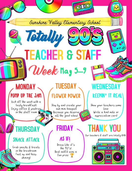 90s Theme Teacher Appreciation Week, 90s teacher appreciation, teacher ...