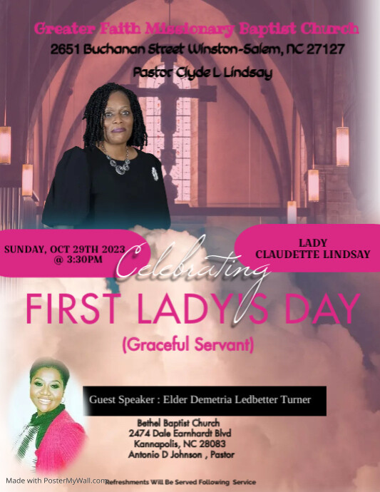 Quirky Brown First Lady Day Church Flyer Temp | PosterMyWall