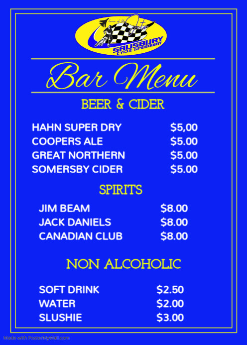 BAR MENU | PosterMyWall