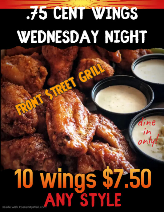 Restaurant Pub or Bar Wing Special Night Flyer | PosterMyWall
