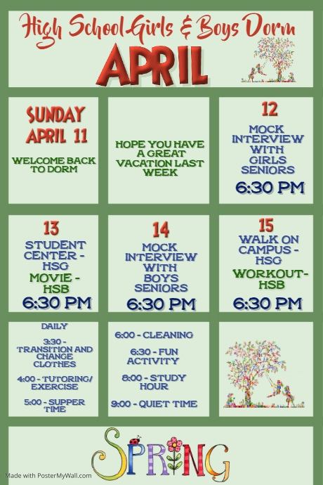 Copy of April Upcoming Events Calendar Newsletter | PosterMyWall