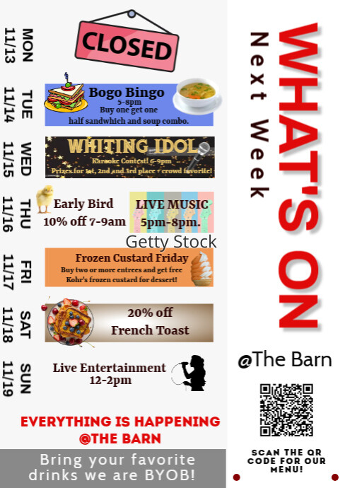 what's on this week pub calendar template des (3) | PosterMyWall