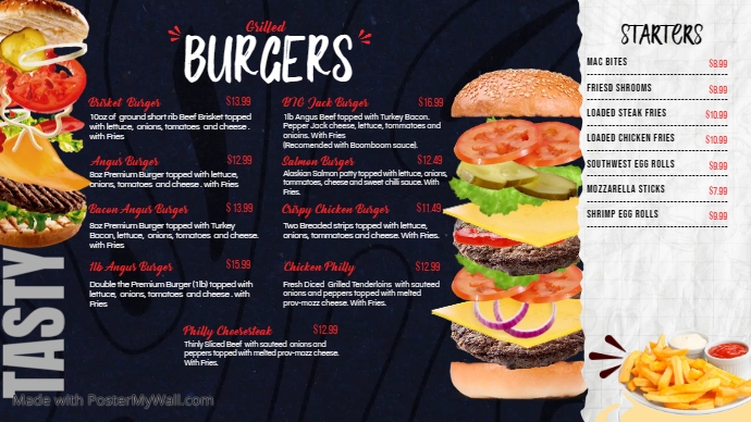 Copy of Burgers & Sides Digital Menu | PosterMyWall