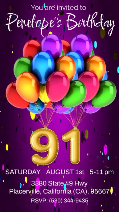 Plantilla de 91st birthday video invitation (1) | PosterMyWall